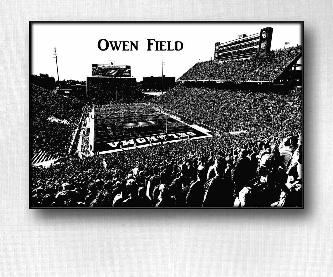 Black and White Owen Field Poster Oklahoma Sooners Football | Etsy