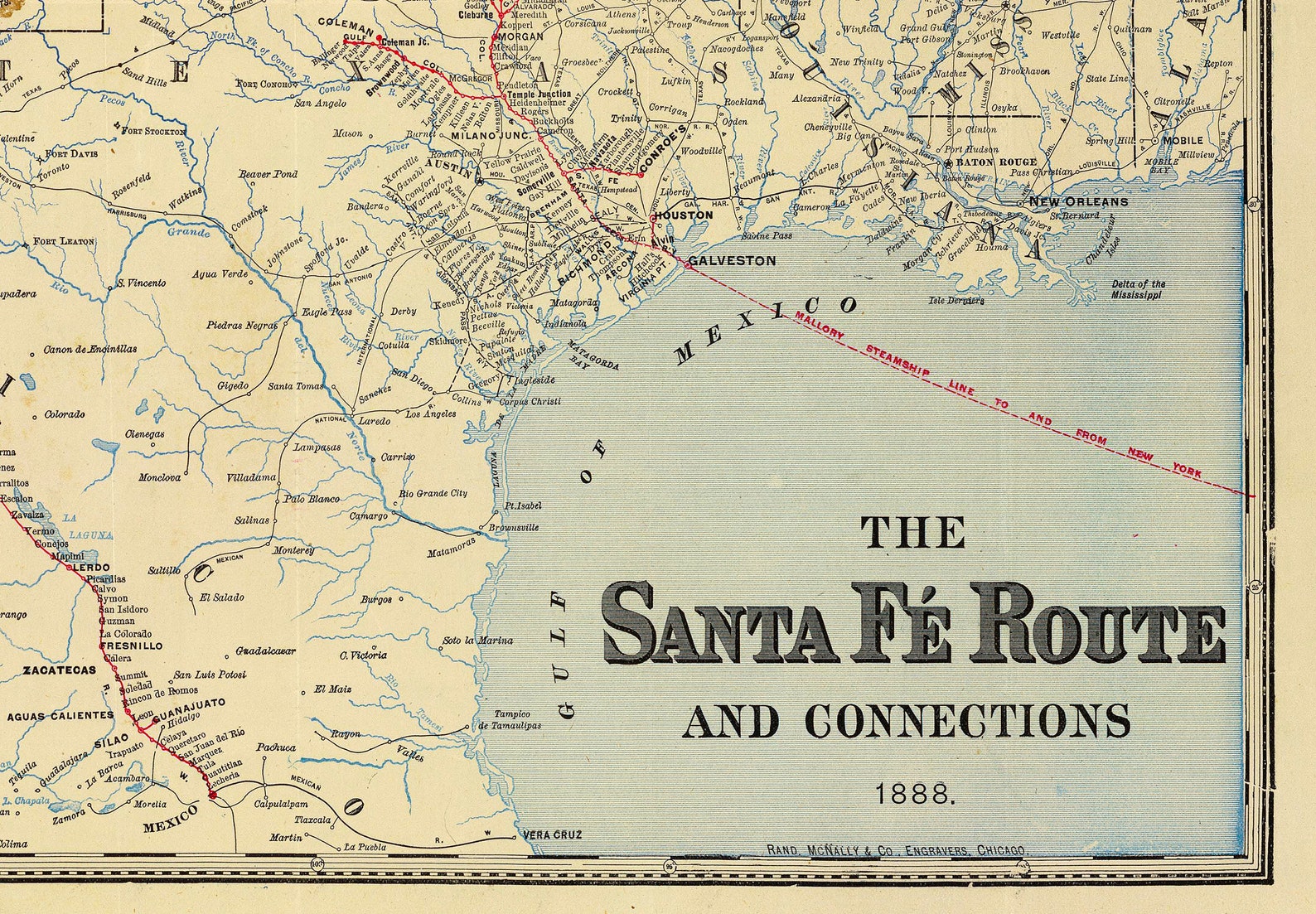 Old Map of Santa Fe Railroad Map Vintage 1888 Rail Road Map - Etsy