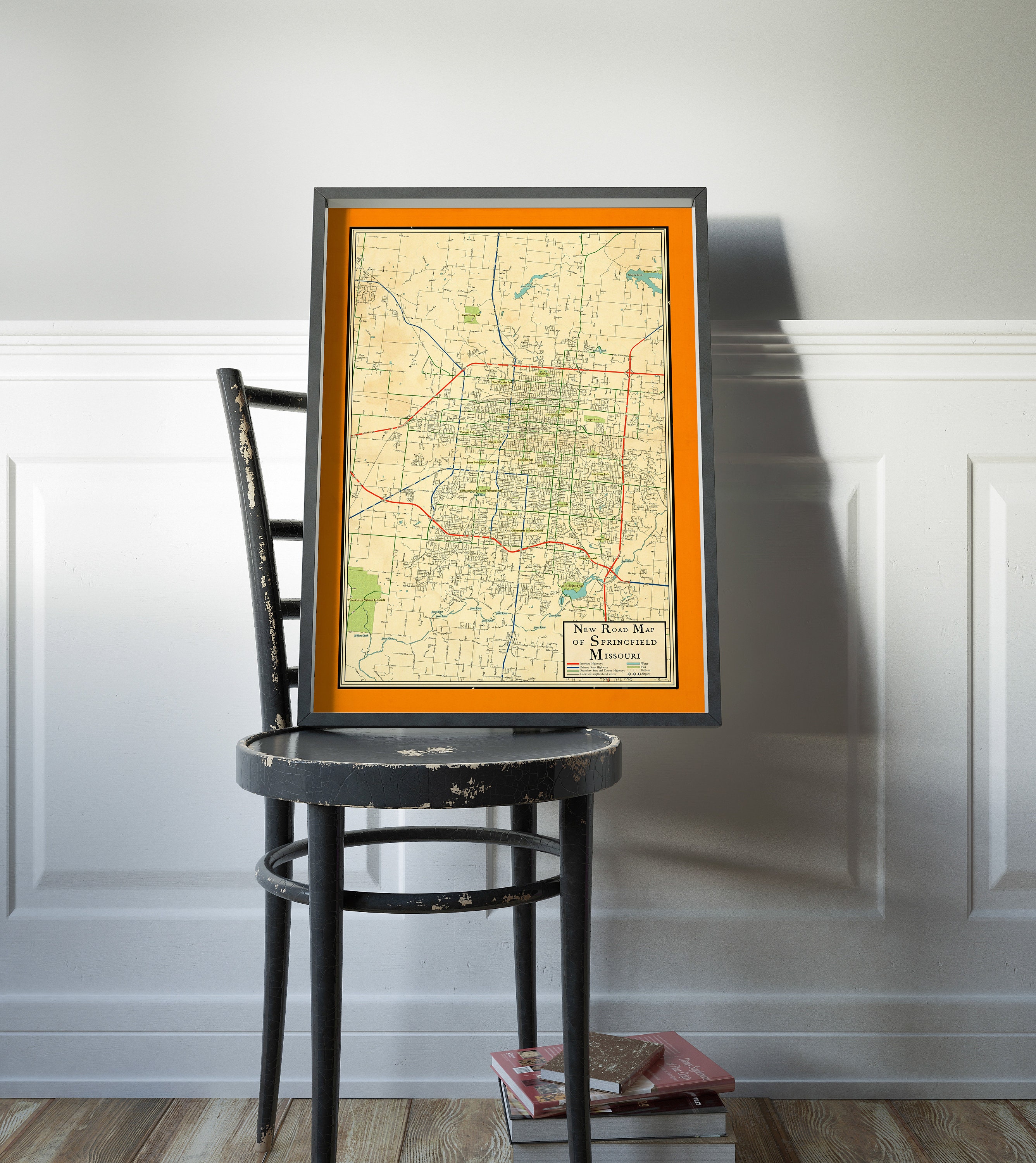 Map of Springfield Missouri Vintage Design Map of | Etsy