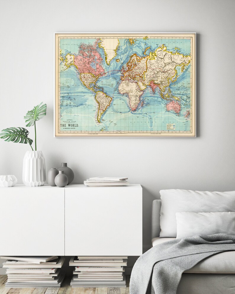 Old Map of the World 1883 Vintage World Map Antique Map - Etsy