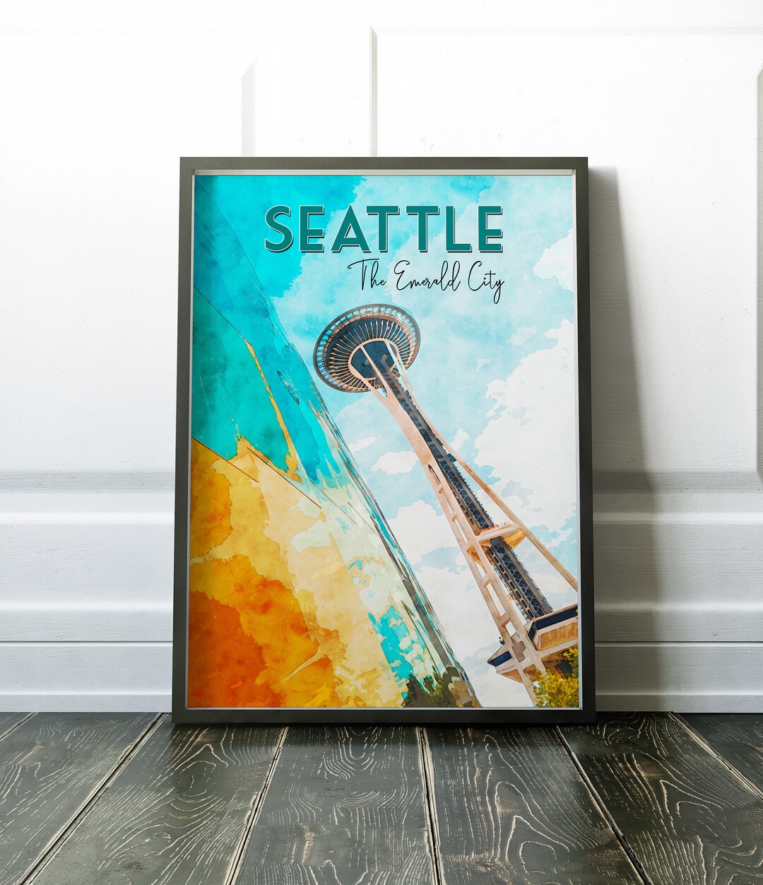 Seattle Travel Poster, Seattle Wall Decor, Seattle Dorm Decor, Seattle ...