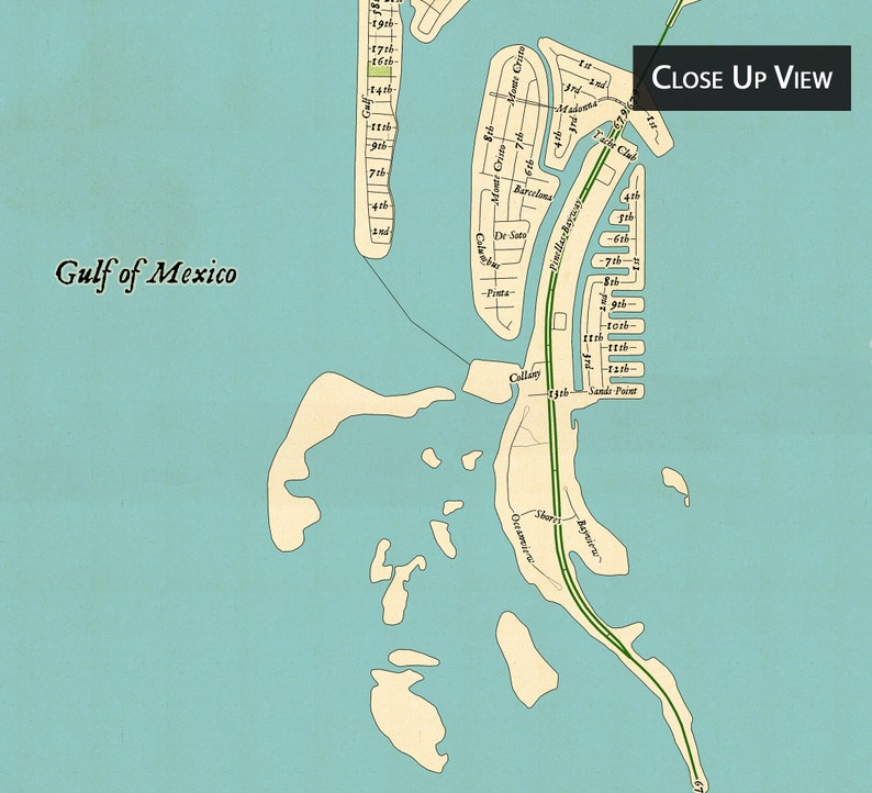 Vintage Retro Design Map of Tierra Verde, Florida Vintage Looking Map ...