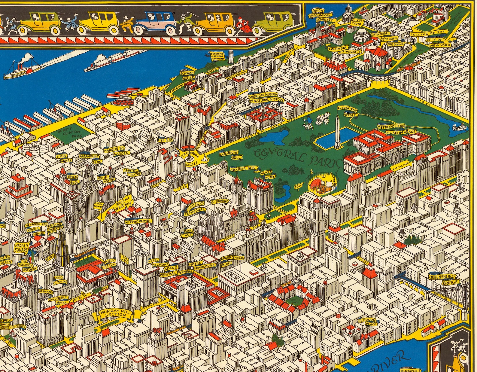 Map of Manhattan Designed in 1926, Vintage Map, Antique Map of New York ...