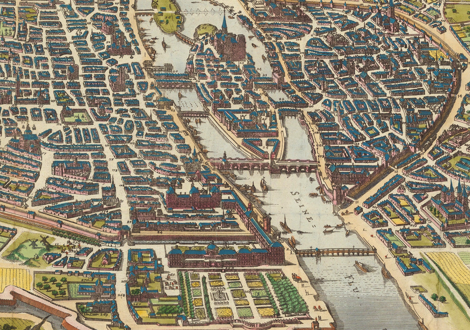 Old Map of Paris, France 1620 Antique Map of Paris, France Map, Retro ...