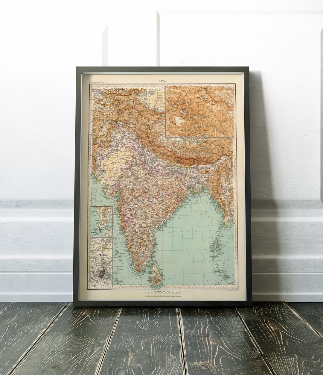India Vintage Map, Old India Map, 1929 Antique Map of India, Old World ...