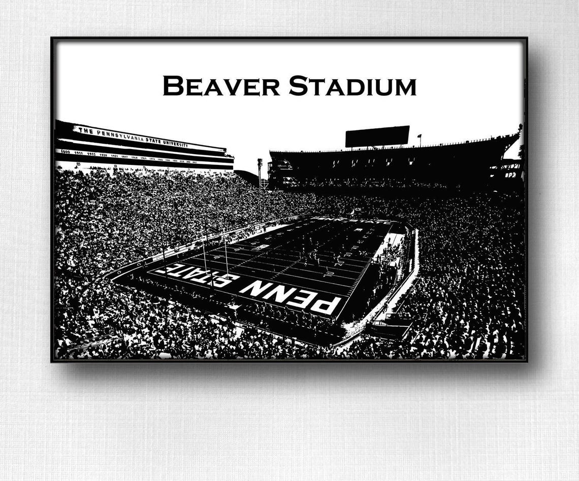 Black and White Beaver Stadium Poster Penn State Nittany Lions Football ...
