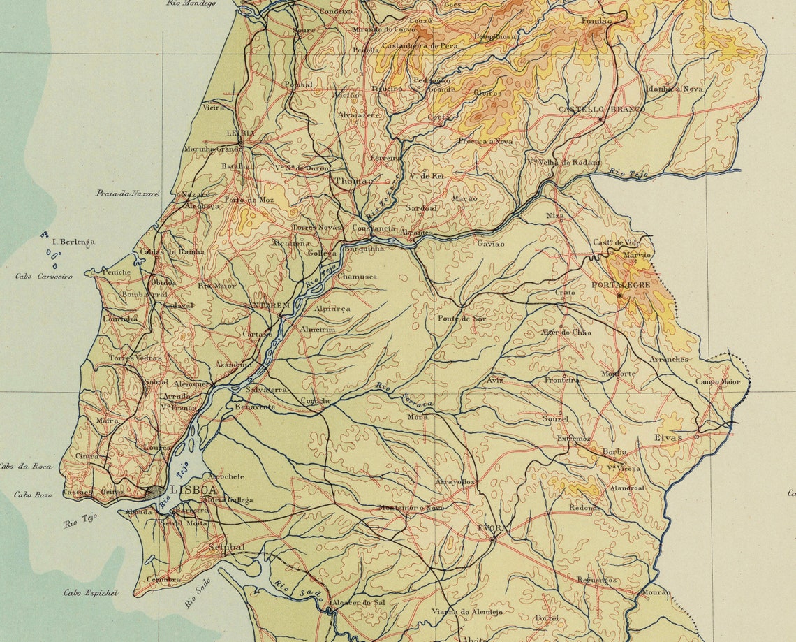 Old Map of Portugal 1915 vintage Portugal map antique map of | Etsy