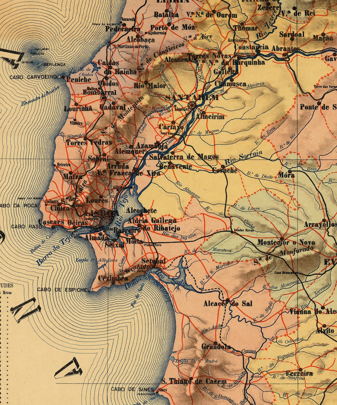 Old Map of Portugal 1917 vintage Portugal map antique map of | Etsy