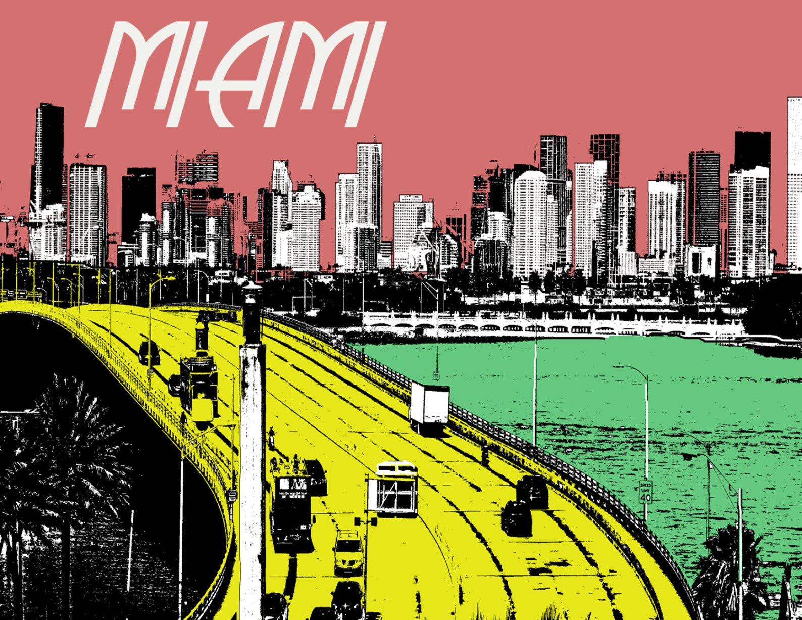 Miami City Skyline Miami Poster Florida Poster City Art Print - Etsy