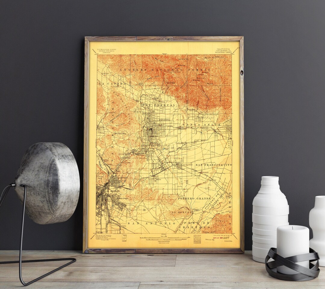 Old Pasadena Map, Pasadena Vintage Map, Antique Map of Pasadena ...