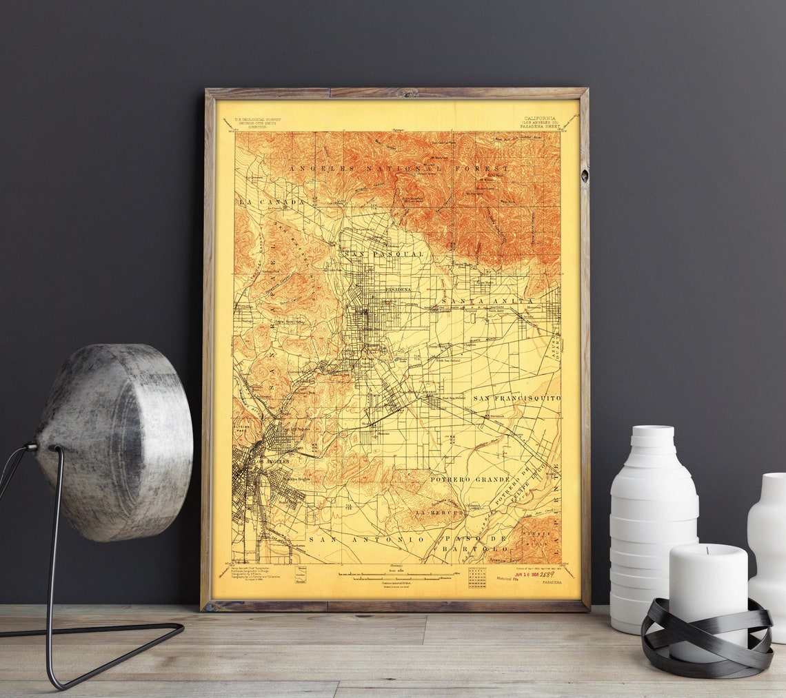 Old Pasadena Map Pasadena Vintage Map Antique Map of - Etsy
