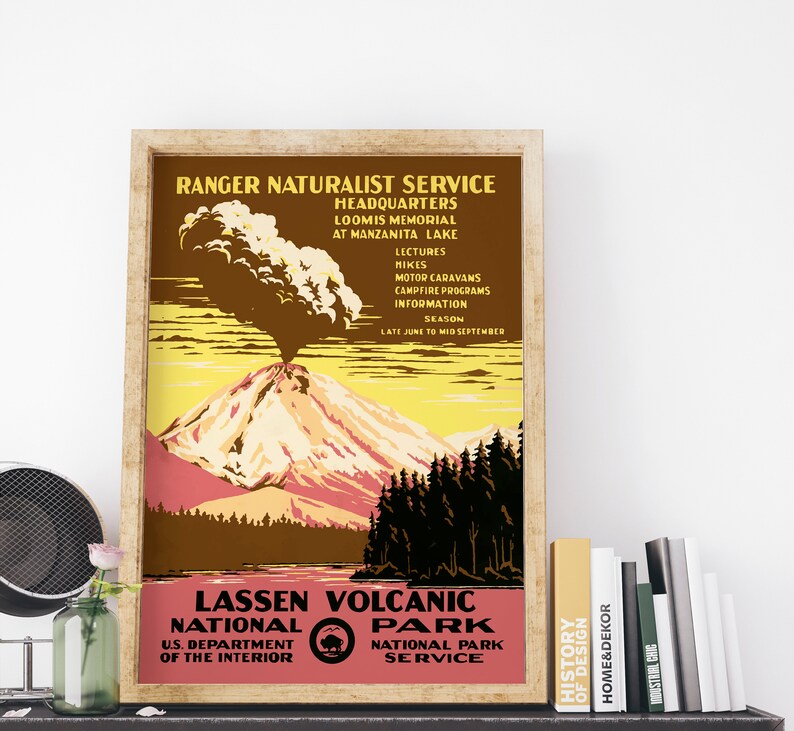 Lassen Volcanic National Park Vintage Travel Poster, Wpa Art, WPA ...