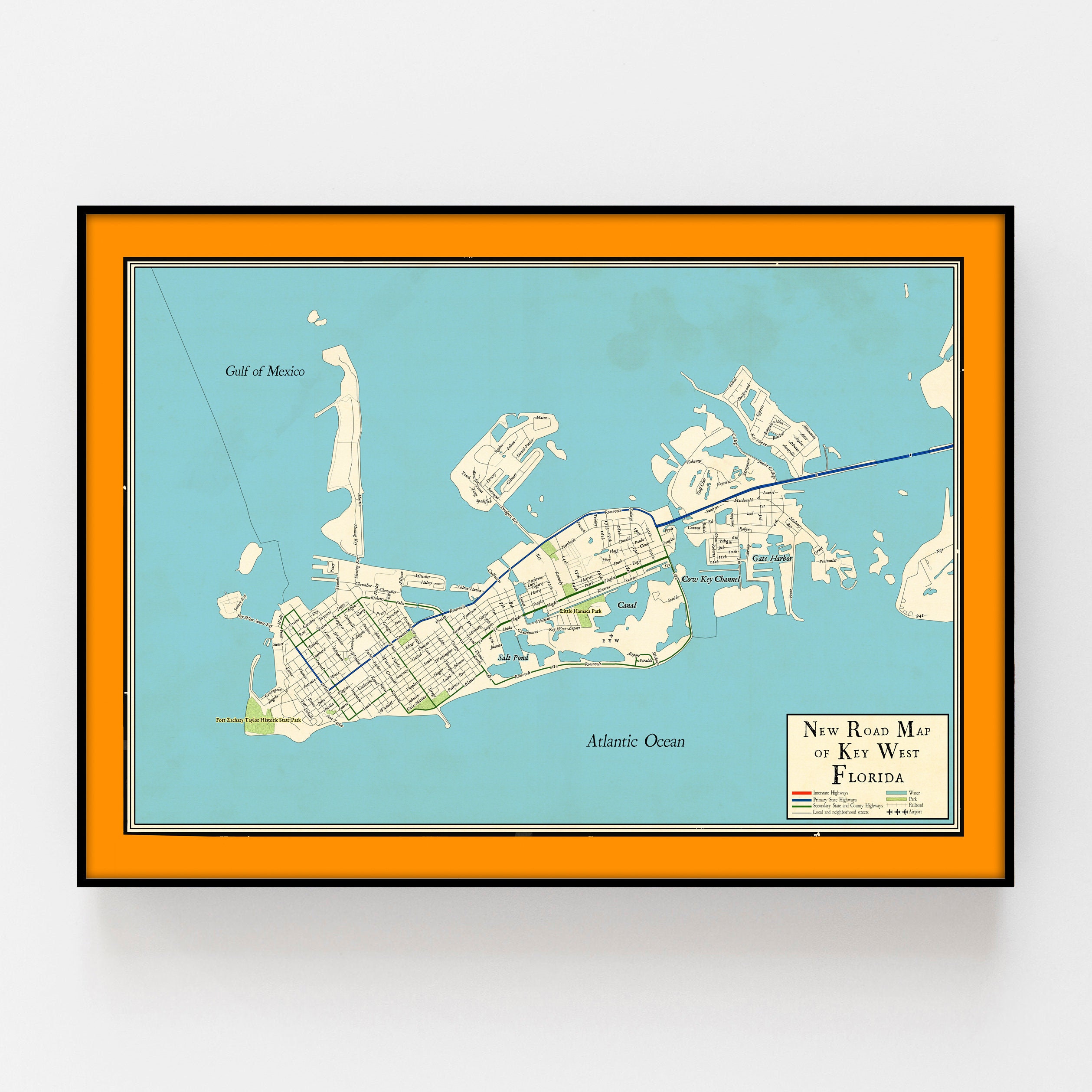 Map of Key West Florida Vintage Design Map of Key West Key | Etsy