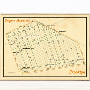 Retro Design Map of Bedford Stuyvesant, Brooklyn, Bed Stuy Map ...