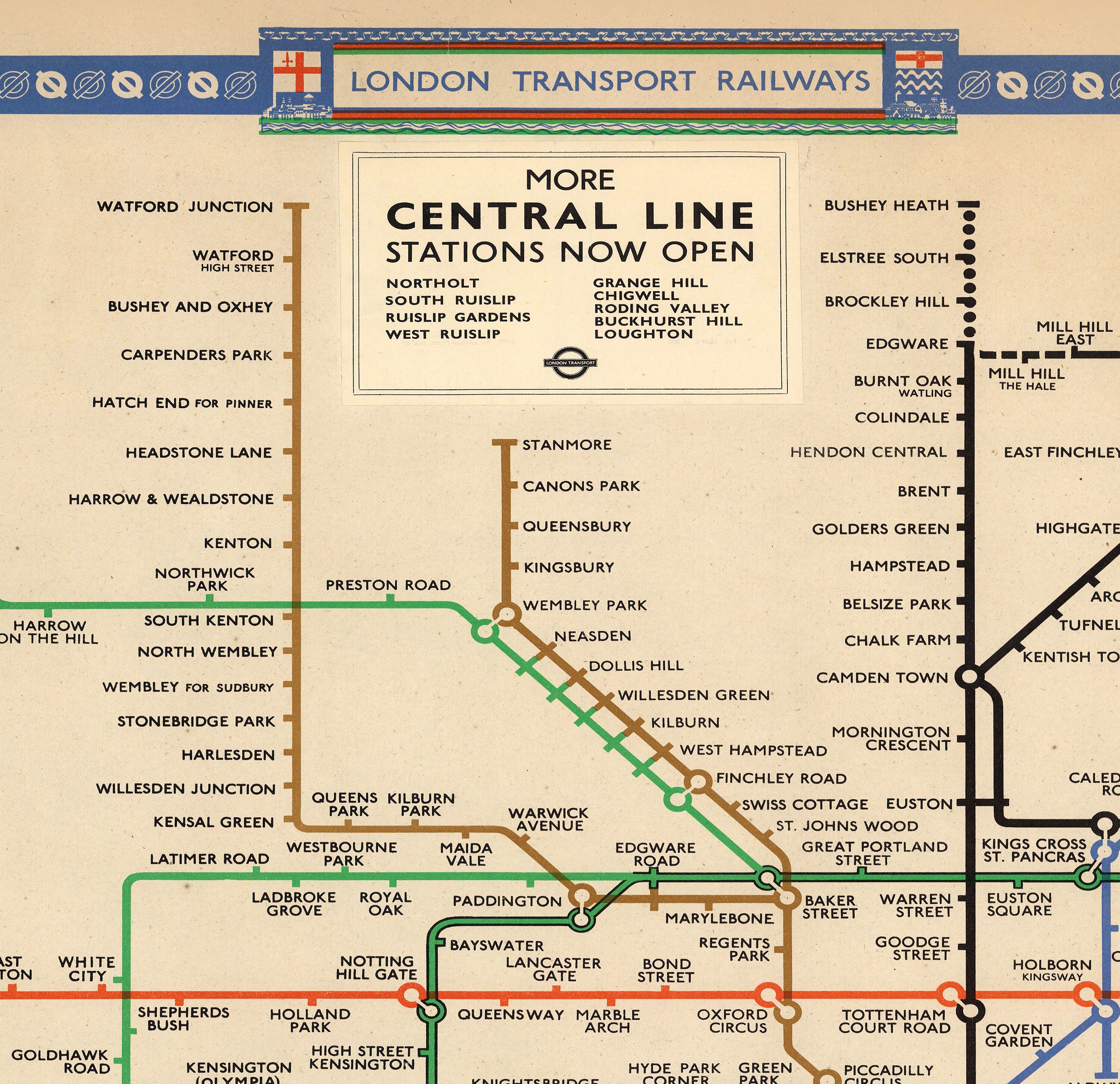 Old Map of London Underground System, Vintage Underground Map, Antique ...