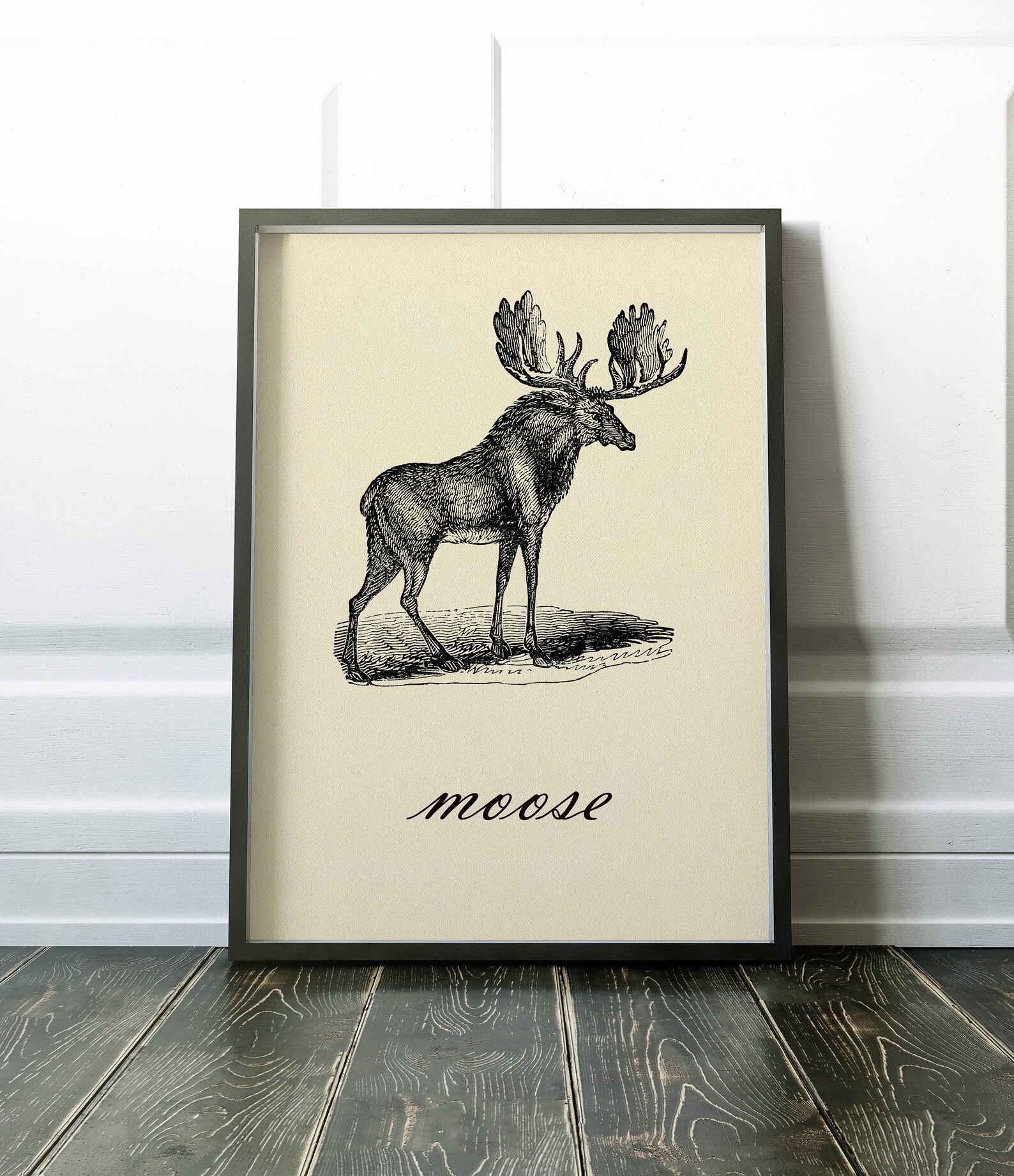 Vintage Moose Poster, Moose Art, Animal Print, Animal Lover Gift ...