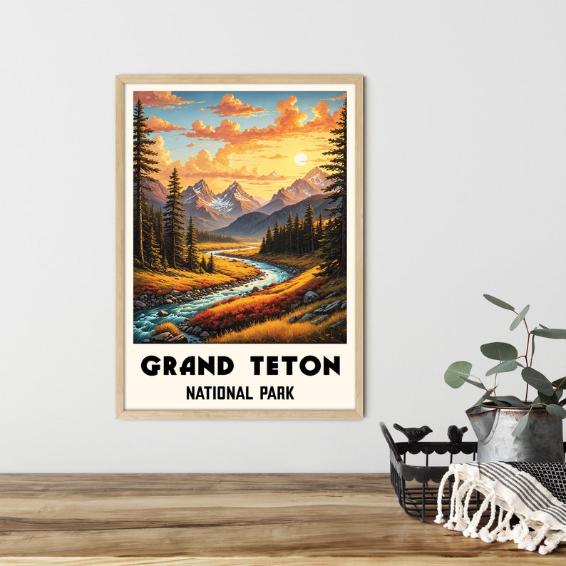 Grand Teton National Park Poster, Grand Teton Travel Poster, Wyoming ...