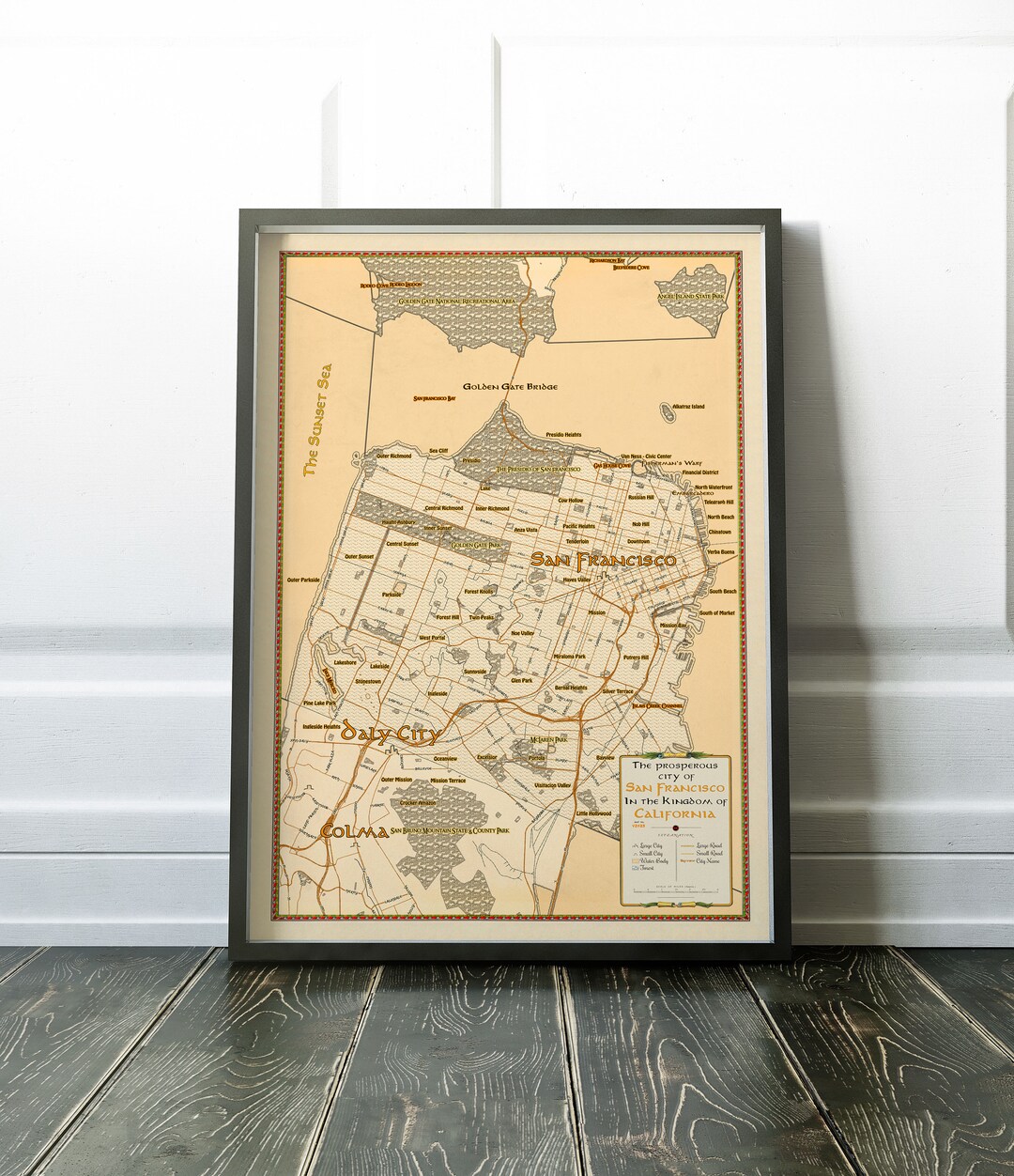 Fantasy Map of San Francisco, California, Fantasy Novel Inspired Map ...