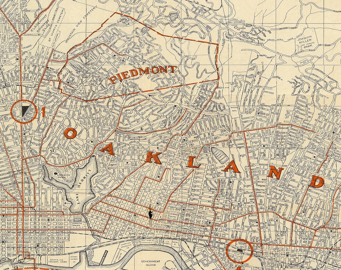 Old Map of Oakland California 1925 Vintage Alameda - Etsy