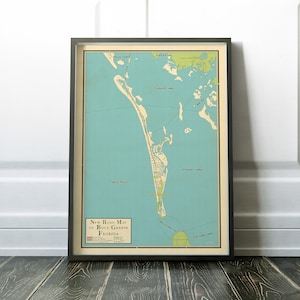Vintage Retro Design Map of Boca Grande, Florida, Vintage Looking Map ...