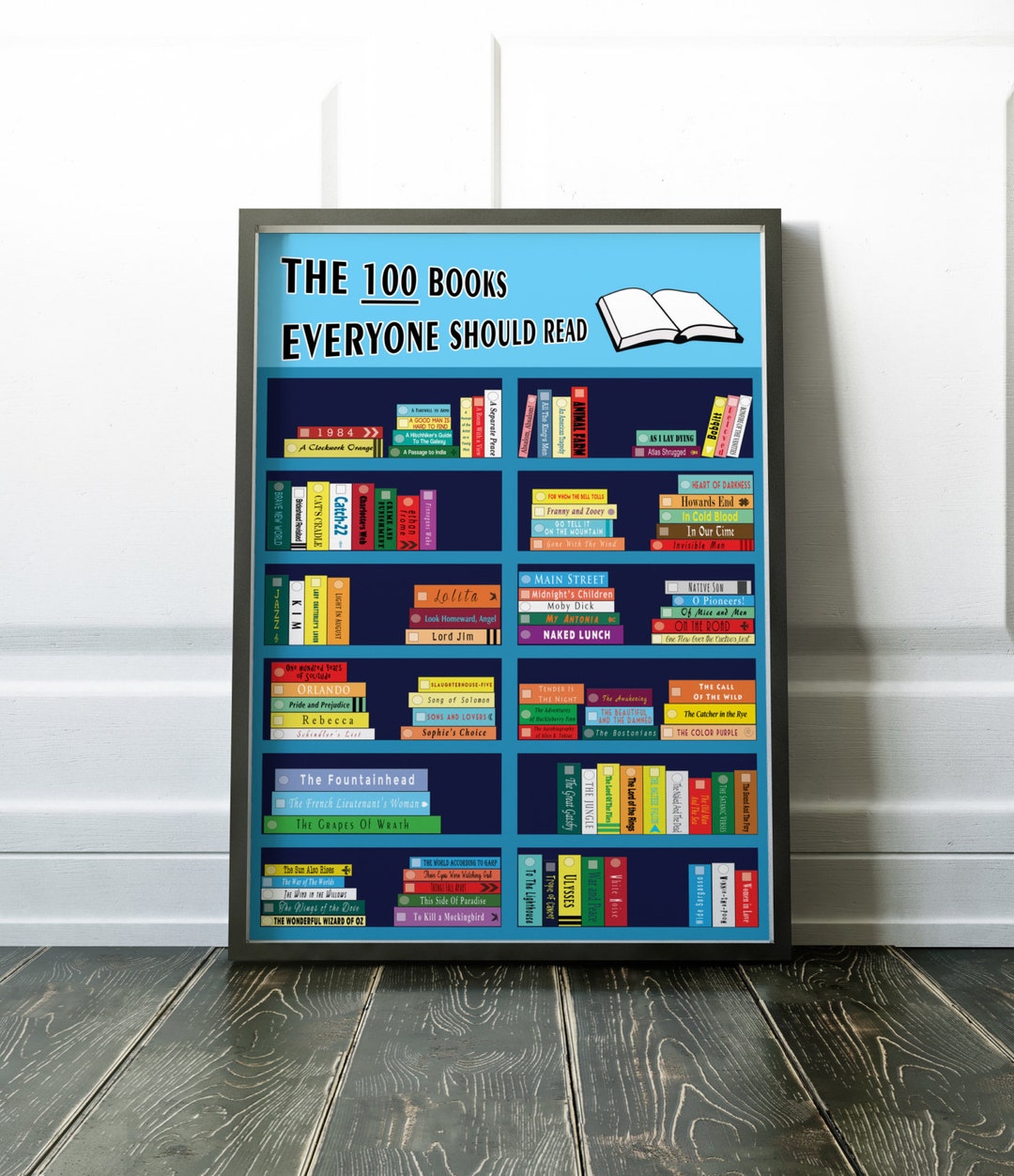 The Book Lover Reading List Poster With Checkoff Boxes, the 100 Books ...