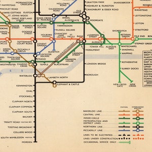 Old Map of London Underground System, Vintage Underground Map, Antique ...