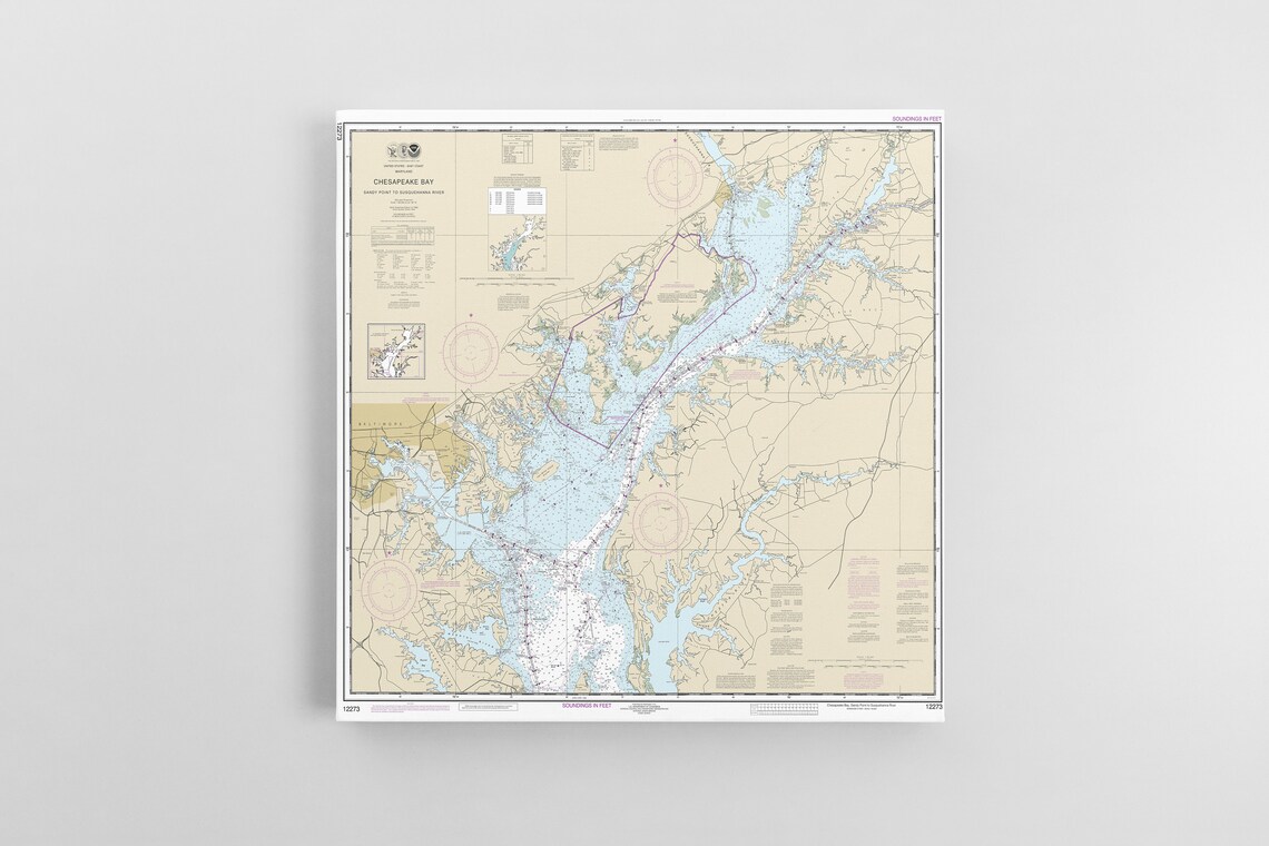 Chesapeake Bay Nautical Chart Map Sandy Point to Susquehanna - Etsy