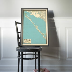 Vintage Retro Design Map of Longboat Key, Florida, Vintage Looking Map ...