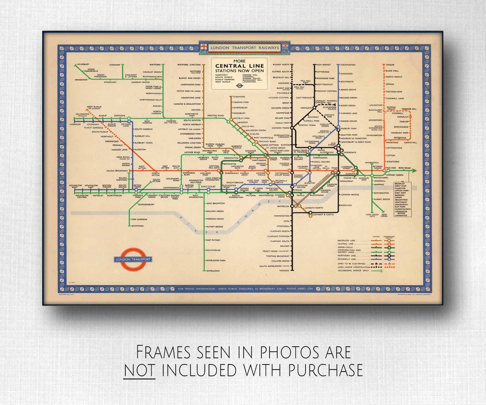 Old Map of London Underground System, Vintage Underground Map, Antique ...