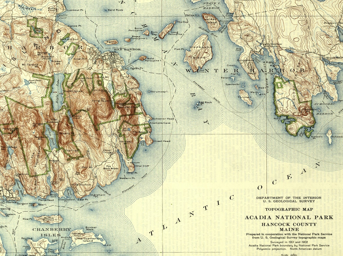 Old Map of Acadia National Park Published in 1931 Vintage - Etsy
