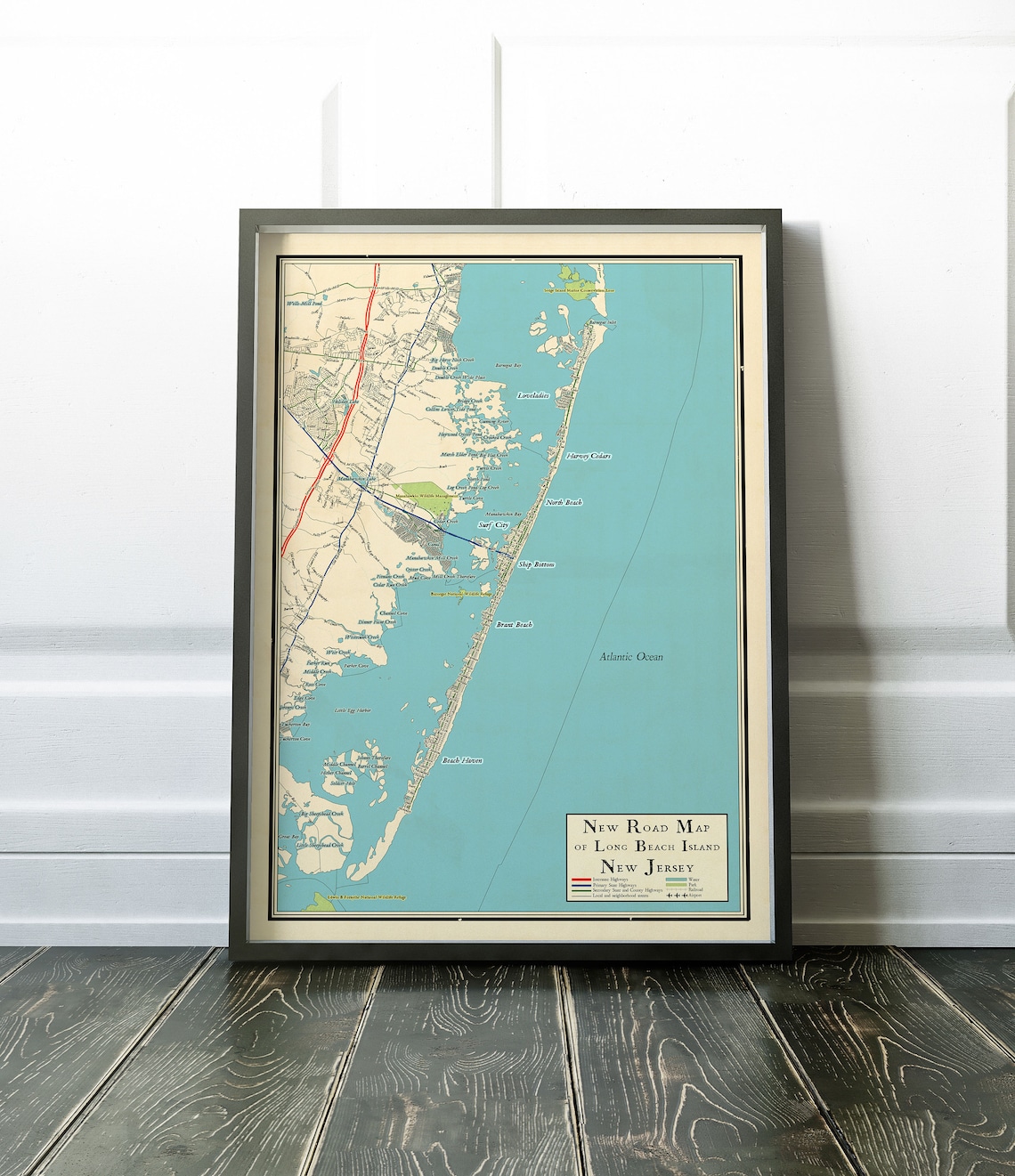 Map of Long Beach Island New Jersey Vintage Design Map of - Etsy