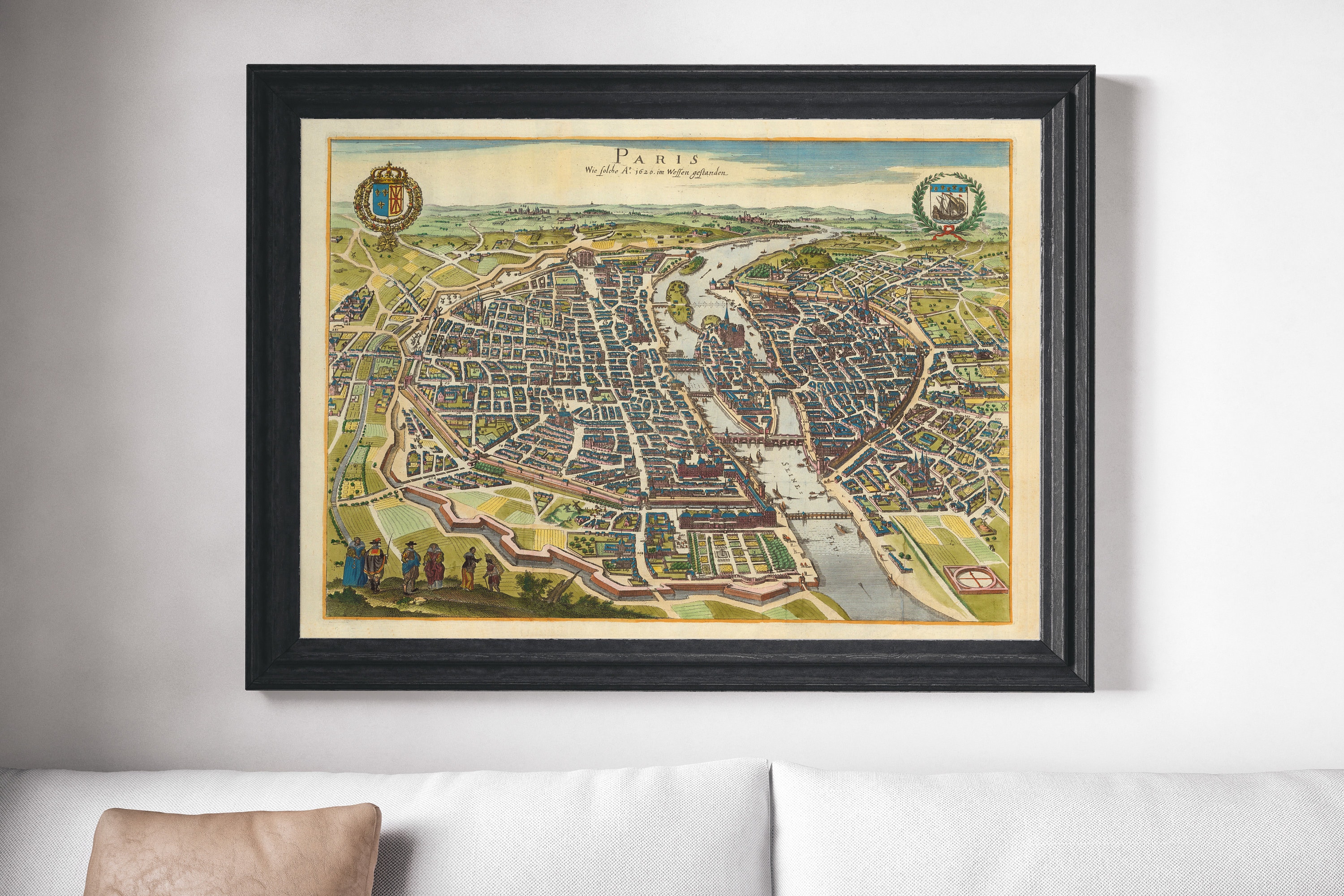 Old Map of Paris, France 1620 Antique Map of Paris, France Map, Retro ...