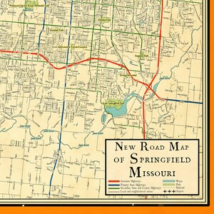 Map of Springfield, Missouri, Vintage Design Map of Springfield ...