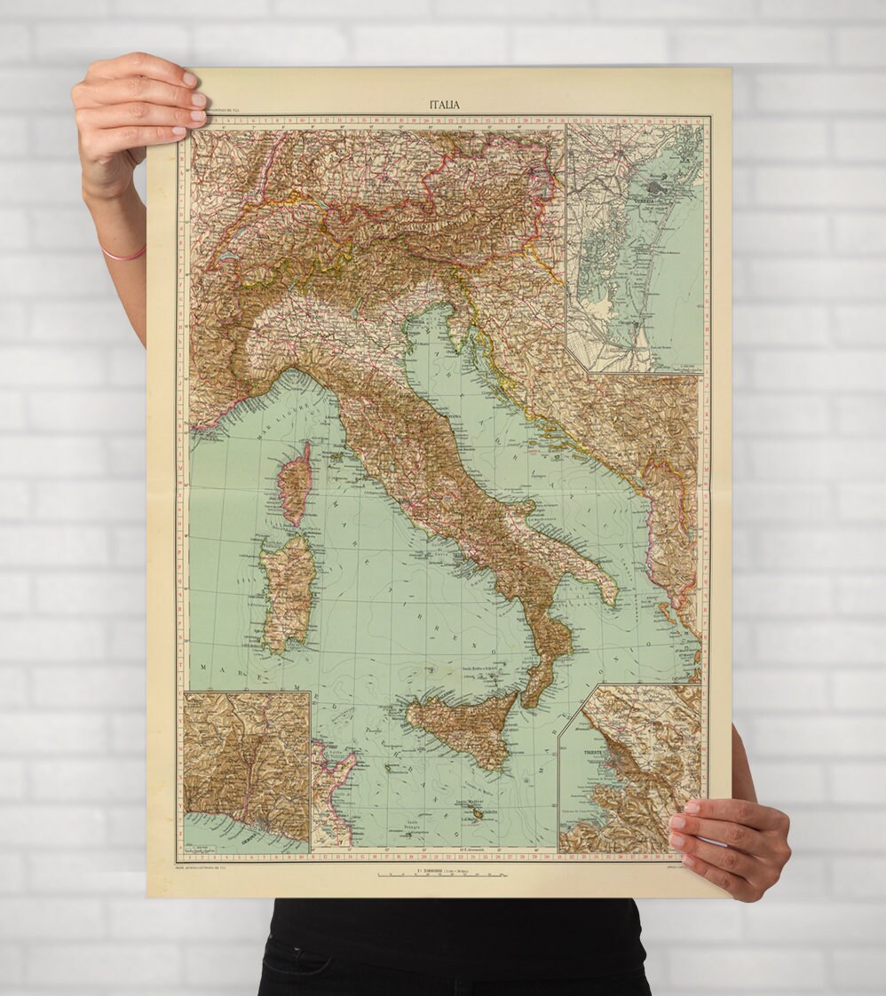 Old Map of Italy 1929 Antique Map of Italy Old World Map | Etsy