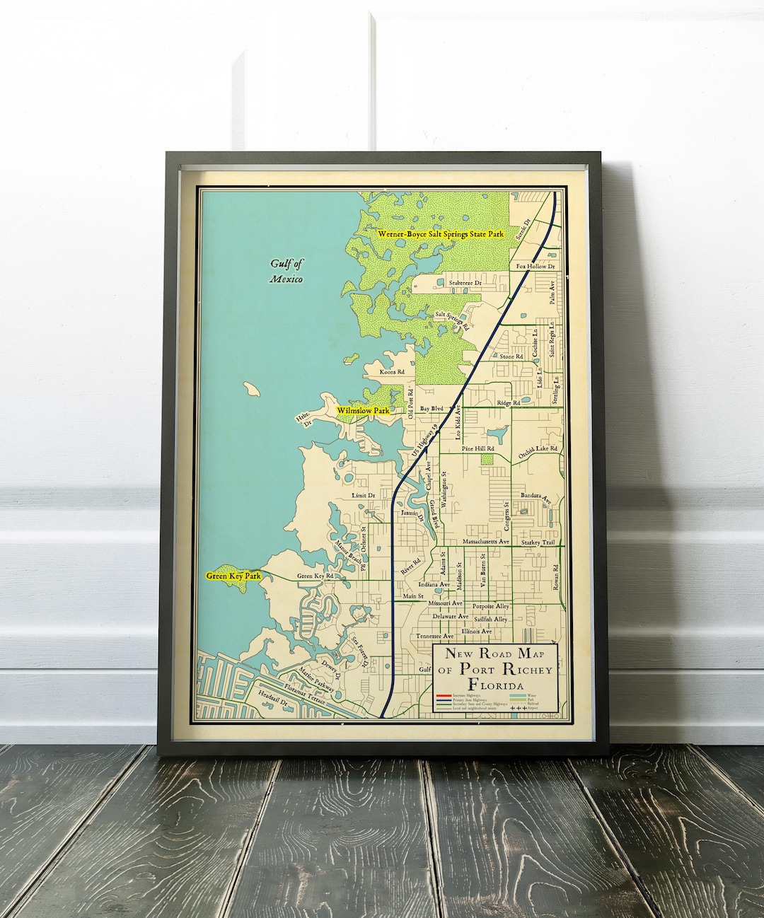 Vintage Retro Design Map of Port Richey, Florida, Vintage Looking Map ...
