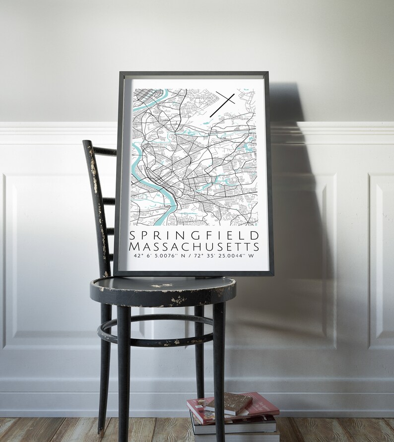 Springfield Map, Any City Map, Springfield Custom Map Print ...