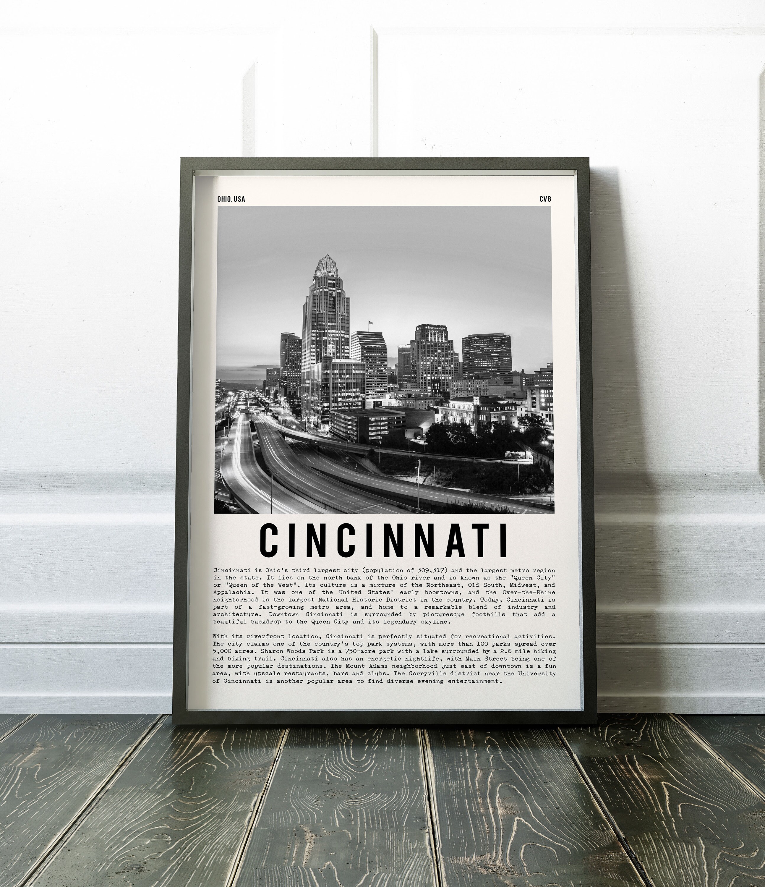 Cincinnati Print, Cincinnati Poster, Cincinnati Wall Art, Home Decor ...
