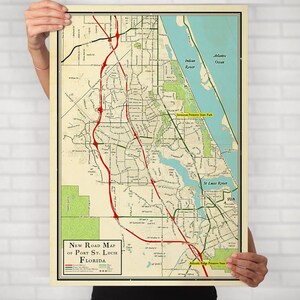 Retro Design Map of Port St. Lucie, Florida, Vintage Looking Map, St ...