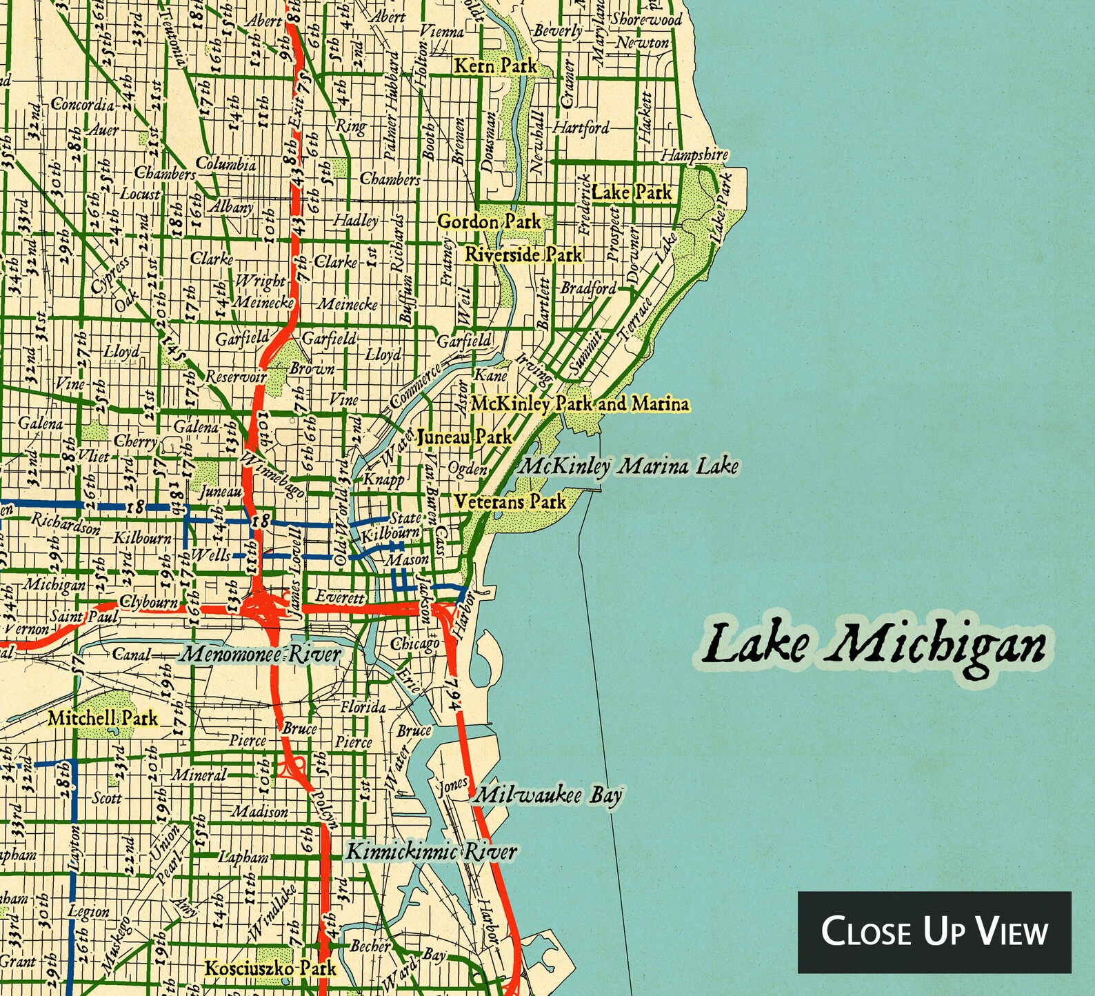 Vintage Retro Design Map of Milwaukee Wisconsin Vintage - Etsy