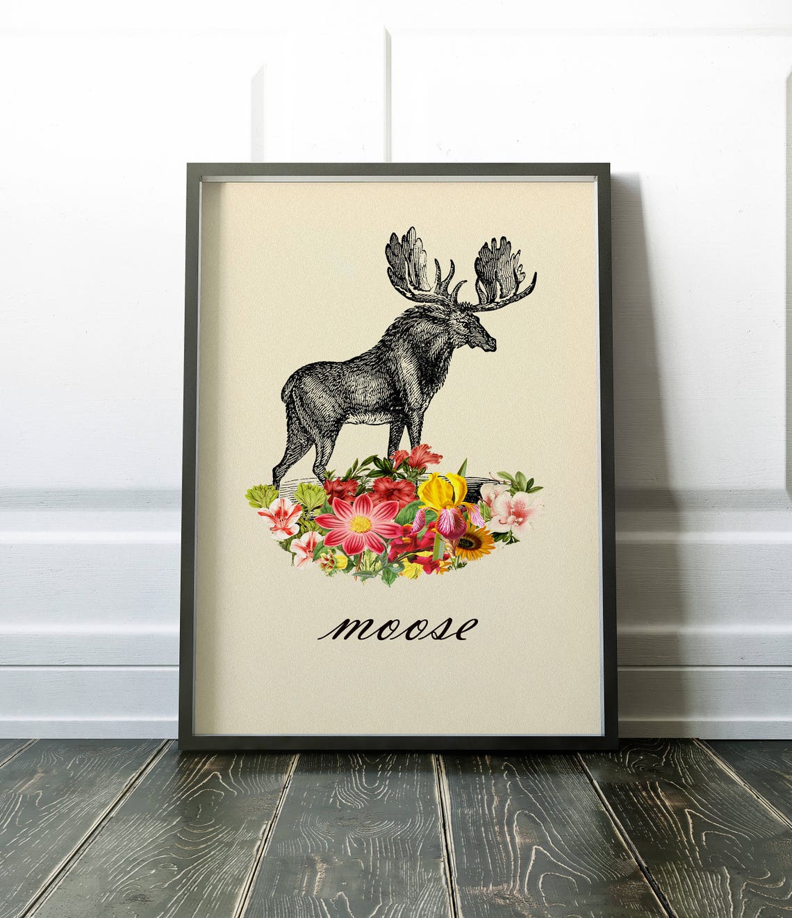 Vintage Moose Poster, Moose Art, Animal Print, Animal Lover Gift ...