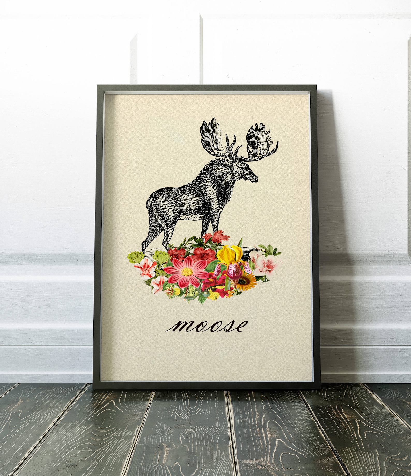 Vintage Moose Poster, Moose Art, Animal Print, Animal Lover Gift ...