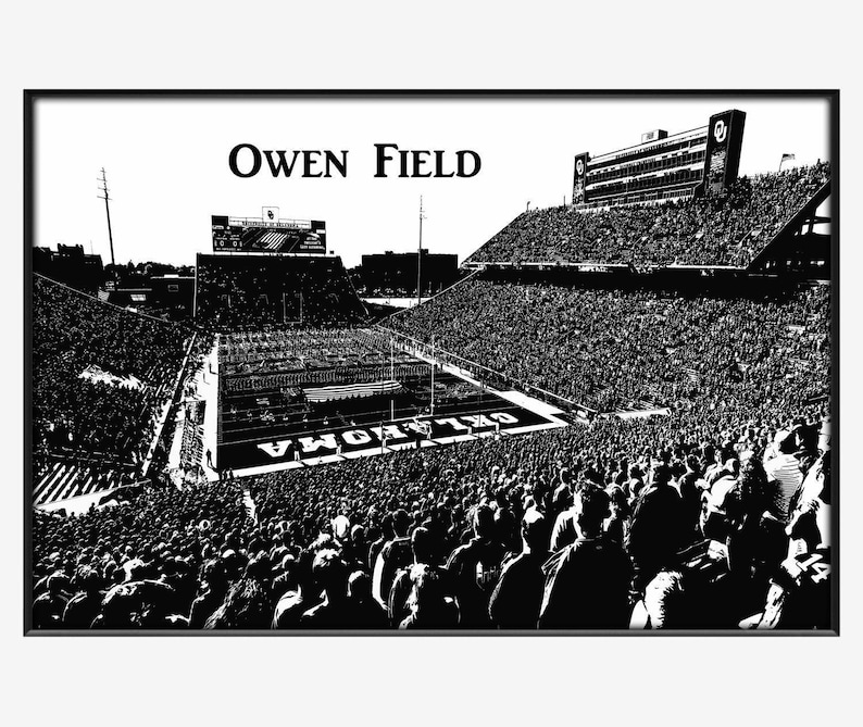 Black and White Owen Field Poster Oklahoma Sooners Football | Etsy