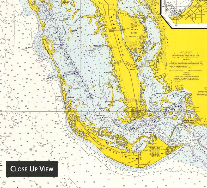 Sanibel Island Nautical Chart Map, Pine Island, Estero Florida Map ...