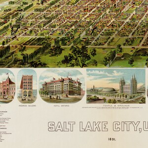 Old Map of Salt Lake City, Vintage Salt Lake City Map, Antique Map of ...