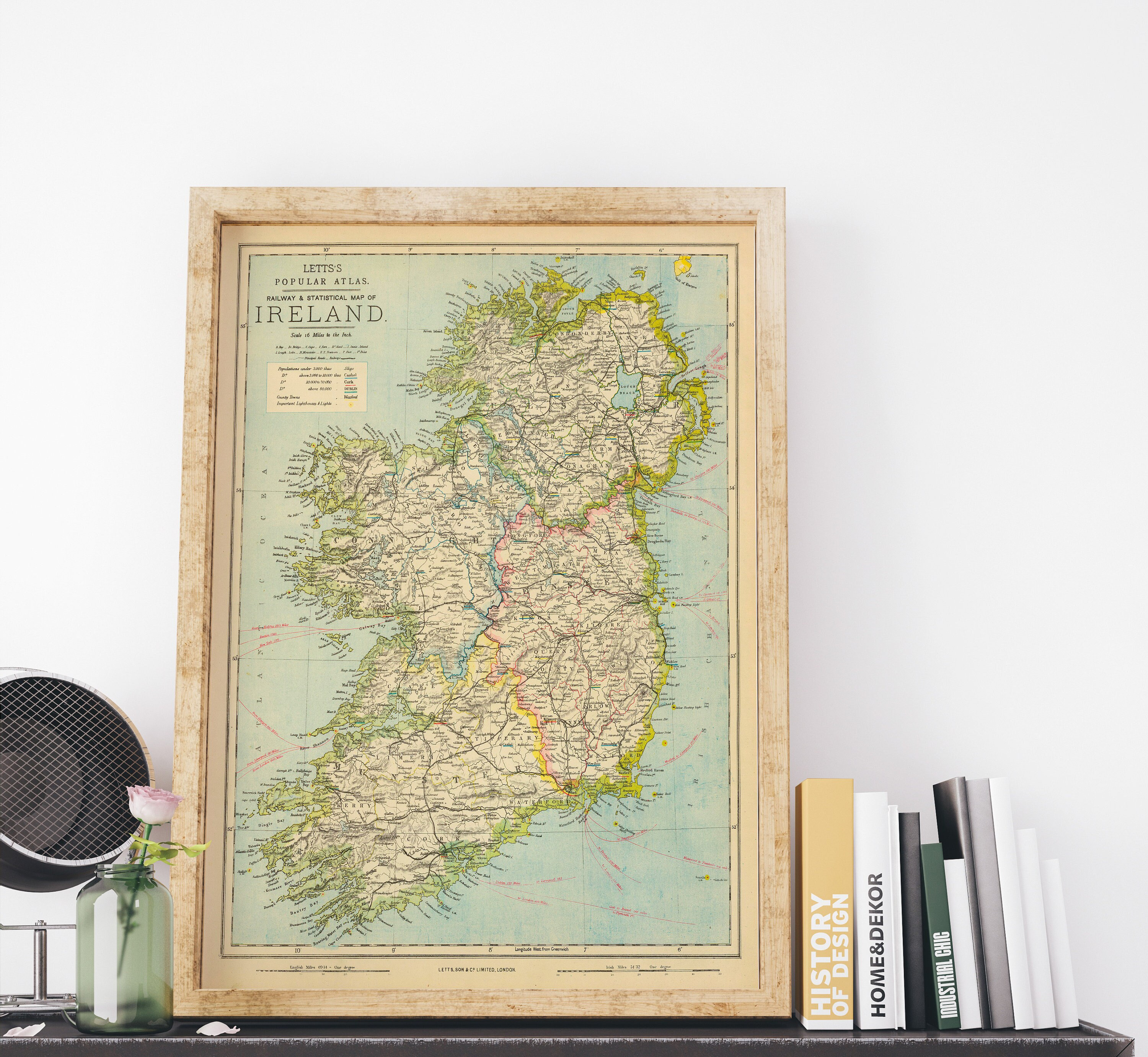 Old Map of Ireland First Published in 1883, Vintage Map of Ireland ...