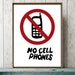 No Cell Phones Print, No Cell Phones Poster, No Cell Phones Wall Sign ...