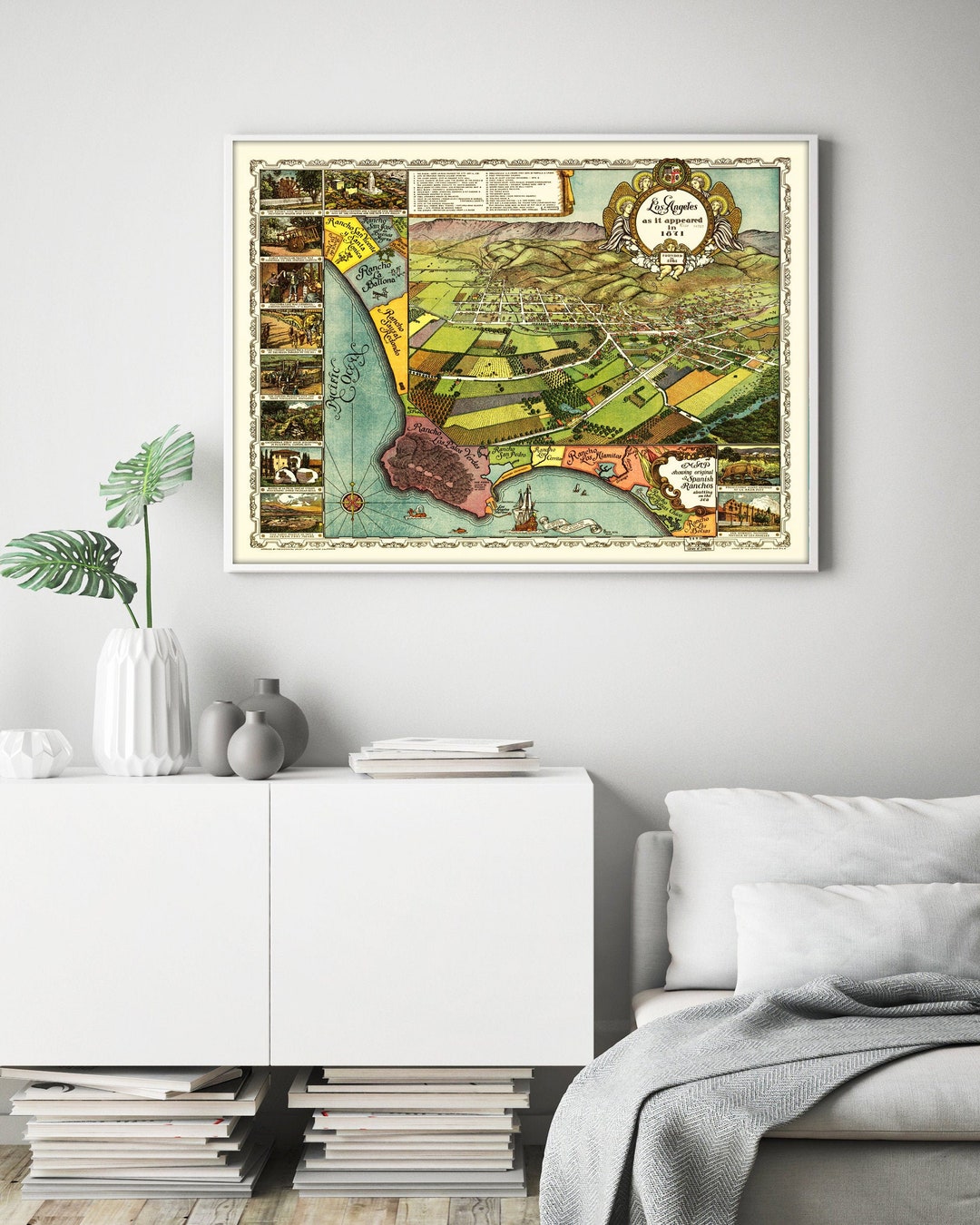 Old Map of Los Angeles, Vintage Los Angeles Map, Antique Map of LA as ...