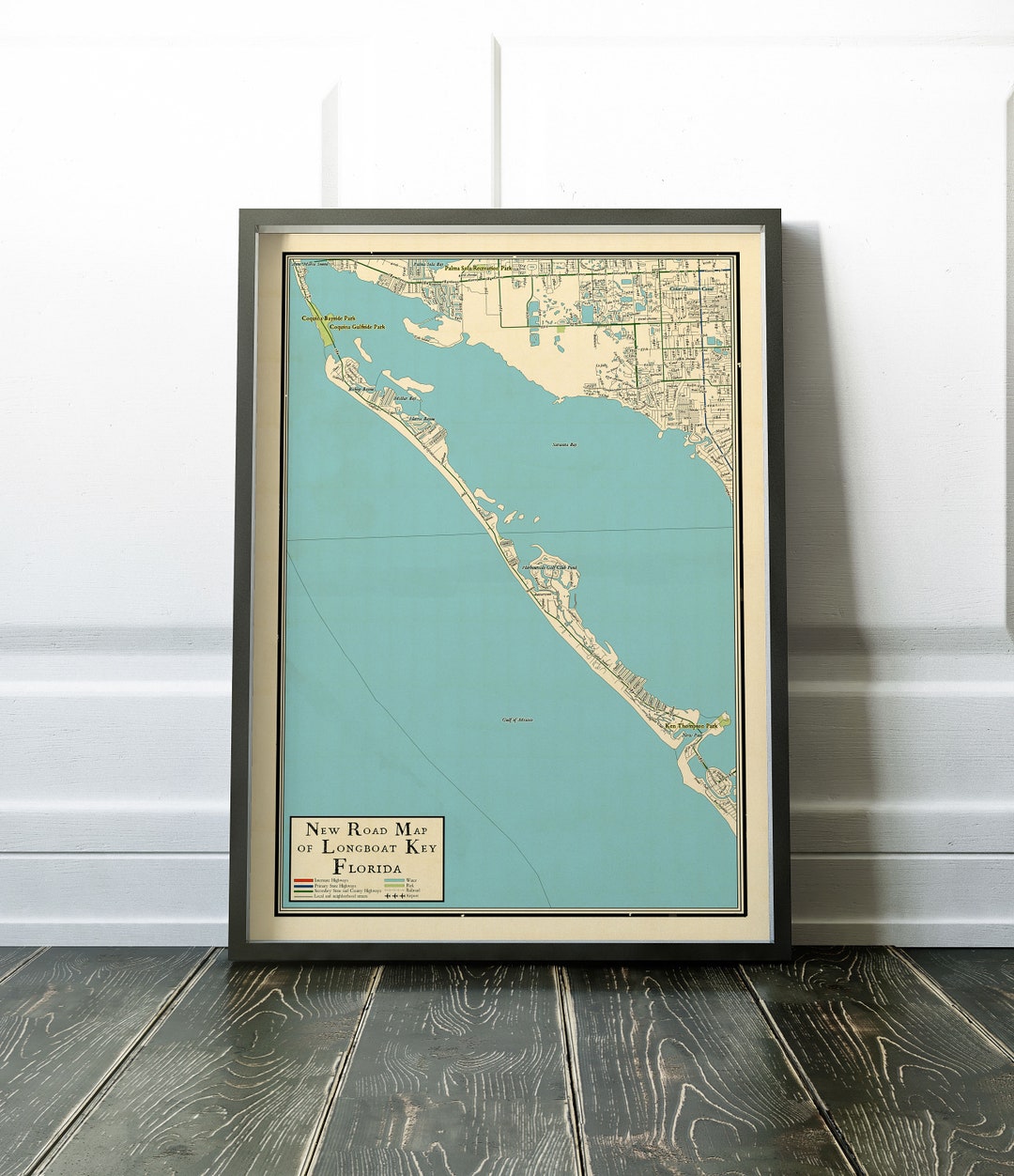 Vintage Retro Design Map of Longboat Key, Florida, Vintage Looking Map ...