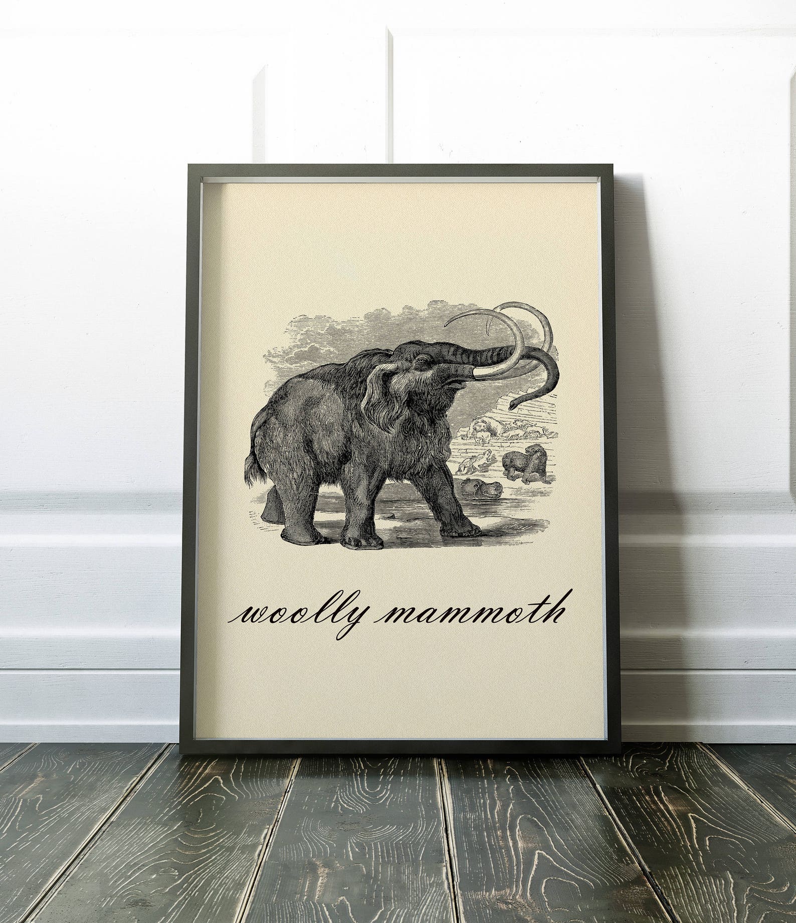 Vintage Woolly Mammoth Poster, Woolly Mammoth Art, Animal Print, Animal ...