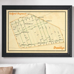 Retro Design Map of Bedford Stuyvesant, Brooklyn, Bed Stuy Map ...